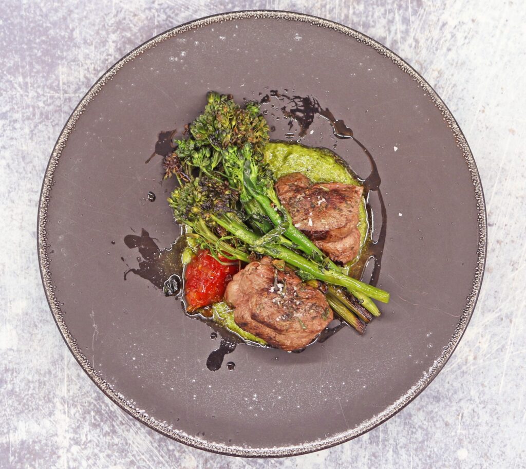 Lamb Top Sirloin Medallions with Parsley-Mint Pesto & Sweet Piperade ...